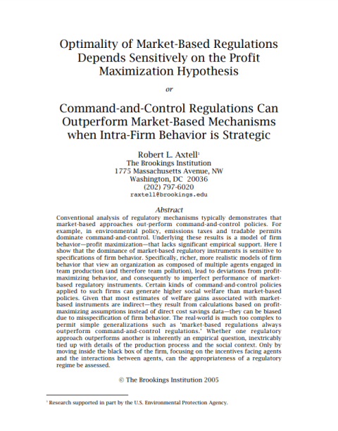 Optimality of Market-Based Regulations Depends Sensitively on the ...