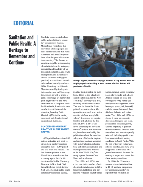 Sanitation and Public Health: A Heritage to Remember and Continue ...