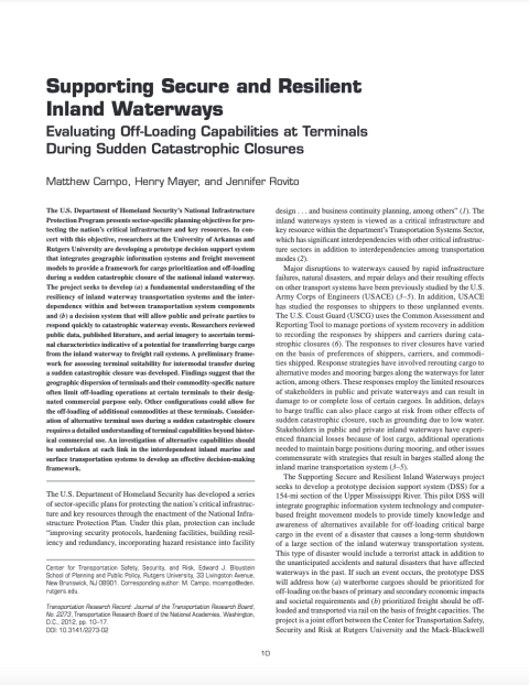 Supporting Secure And Resilient Inland Waterways A Decision Framework For Evaluating Offloading
