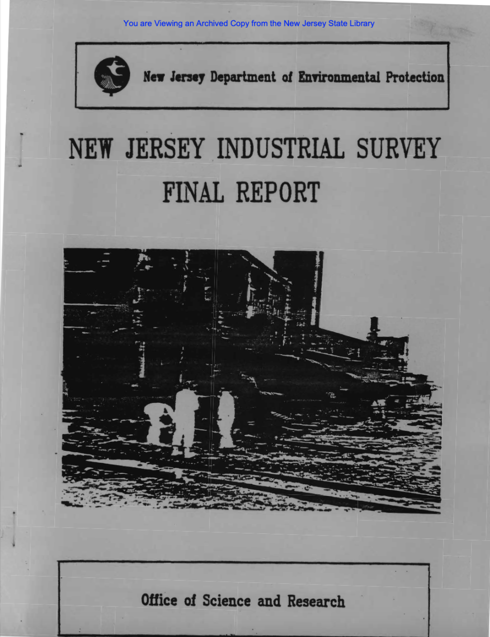 The New Jersey Industrial Survey Project N.J.A.C.7:1F 1979-1982 ...