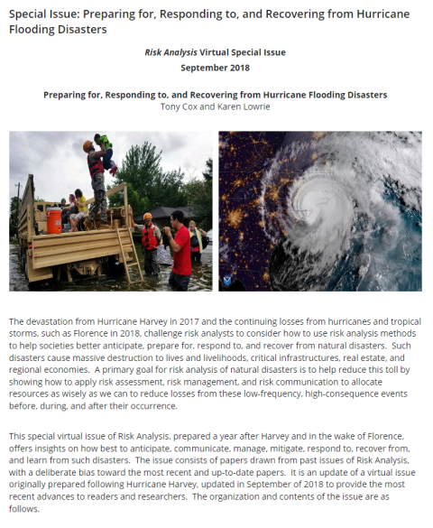 Risk Analysis Special Issue: Preparing for, Responding to, and ...