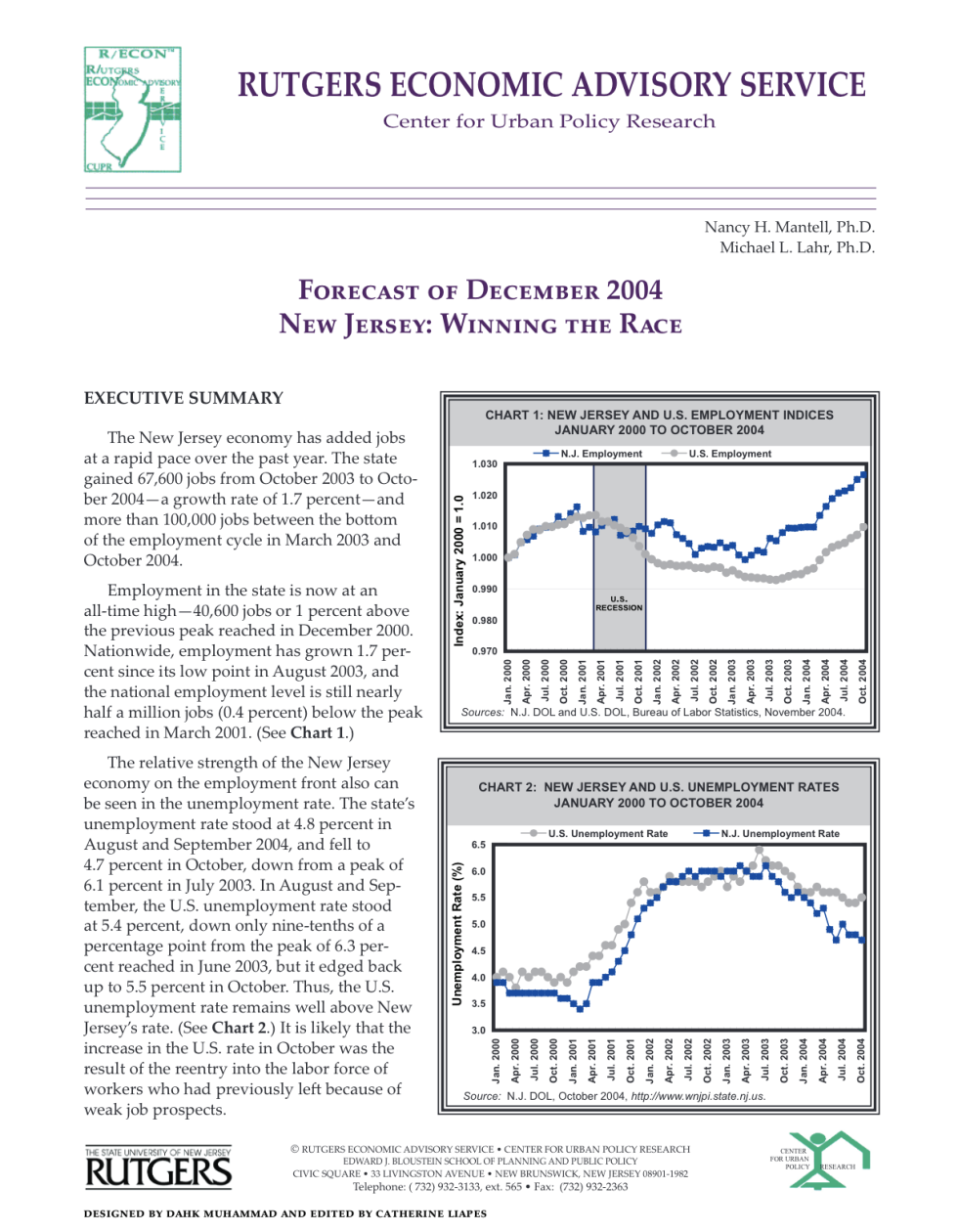 Forecast of December 2004 New Jersey: Winning the Race | Center for ...